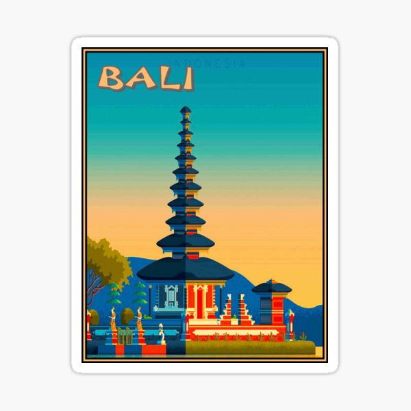 "BALI : Tourism Advertising Temple Print" Sticker for Sale by ...