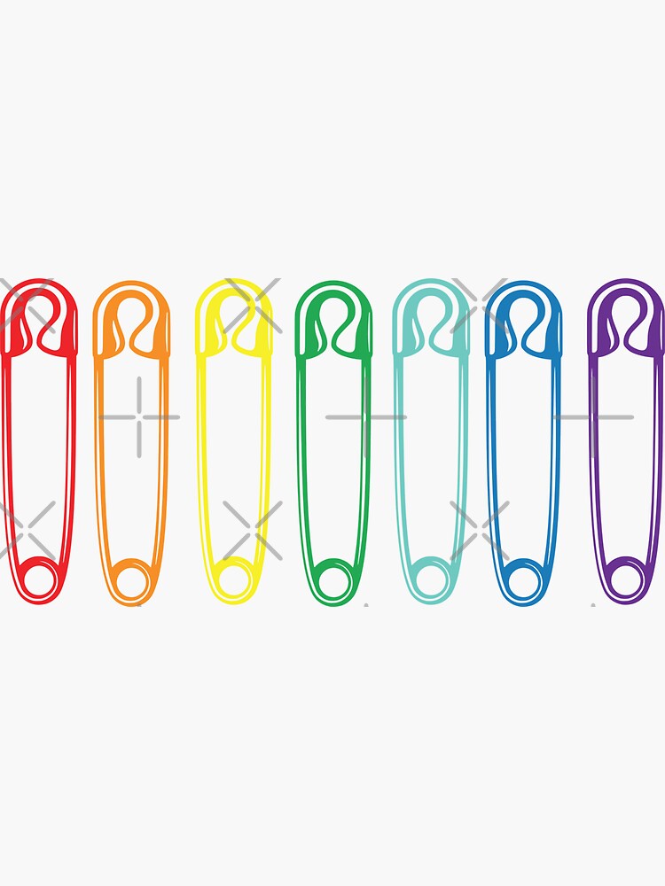 "Rainbow safety pins" Sticker for Sale by ADRDesignCo | Redbubble