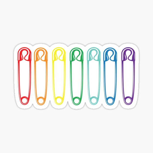 "Rainbow safety pins" Sticker for Sale by ADRDesignCo | Redbubble