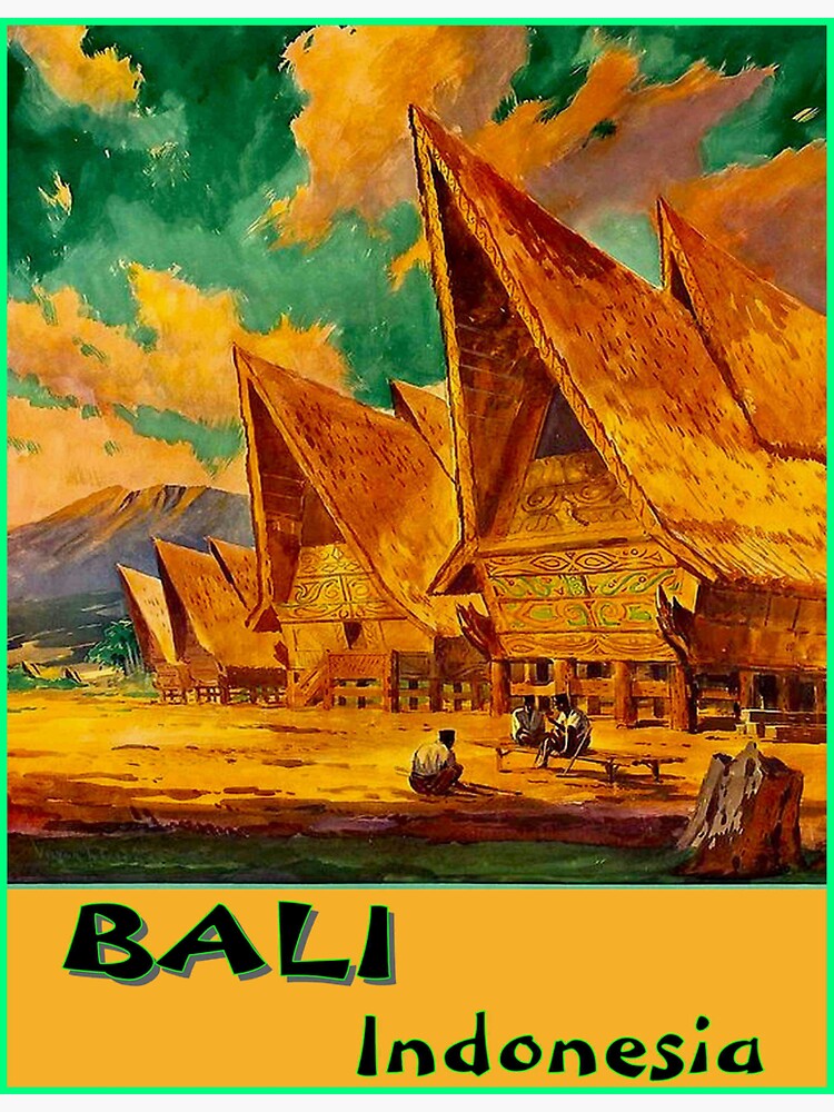 " BALI INDONESIA : Tourism Advertising Temple Print" Sticker by ...