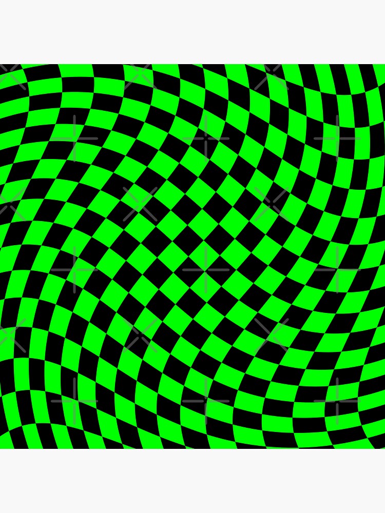 "Neon Green Checkered Black Checkerboard Swirl" Sticker for Sale by ...