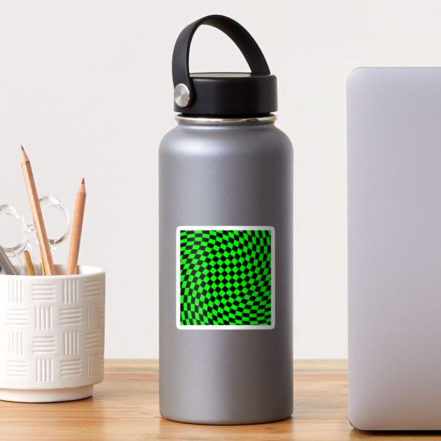 "Neon Green Checkered Black Checkerboard Swirl" Sticker for Sale by ...