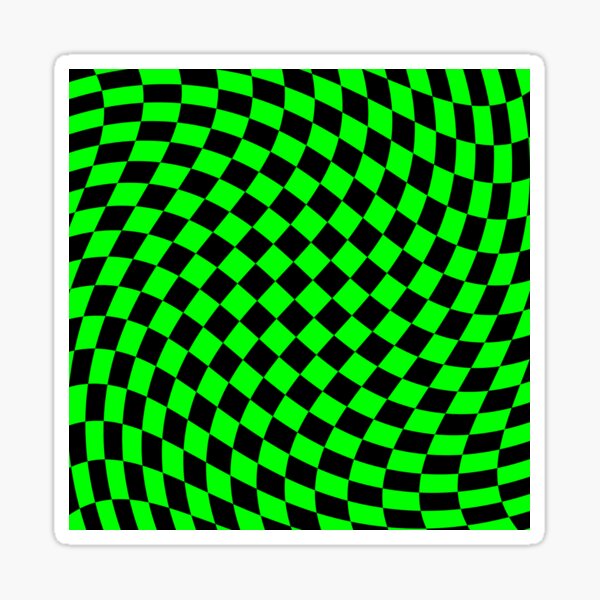 "Neon Green Checkered Black Checkerboard Swirl" Sticker for Sale by ...