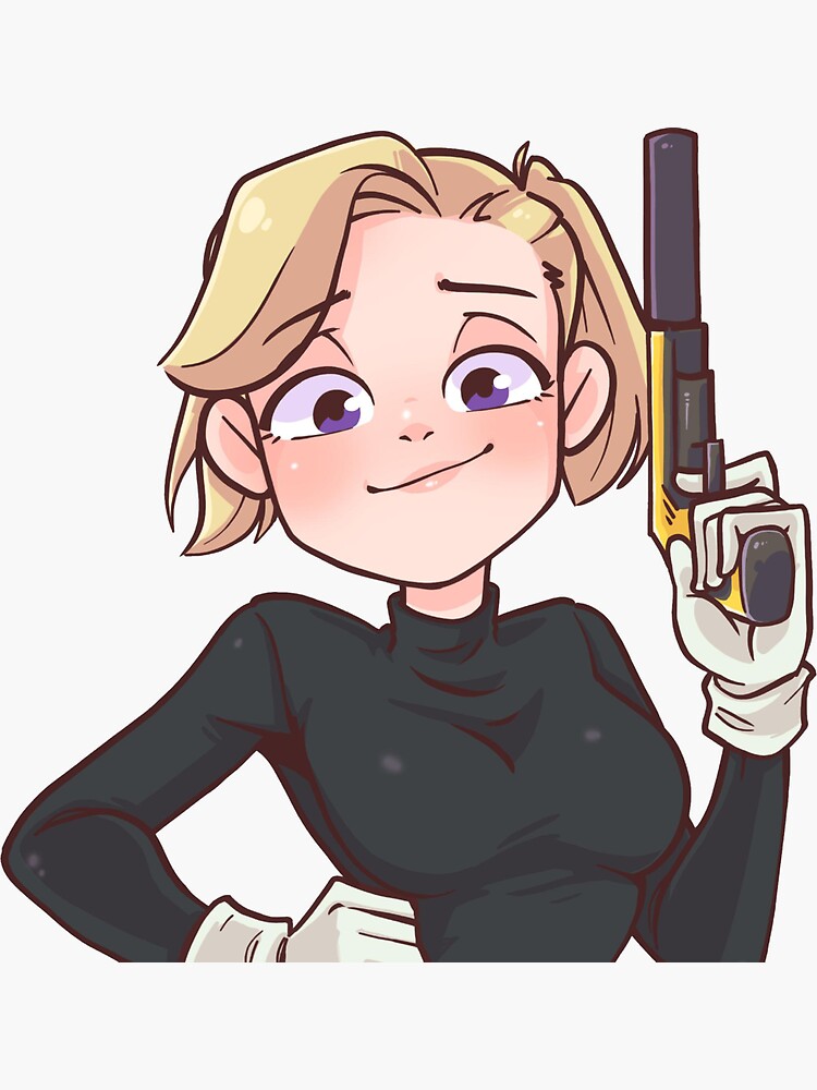 "Smug Hitman Cartoon Girl" Sticker for Sale by snec | Redbubble