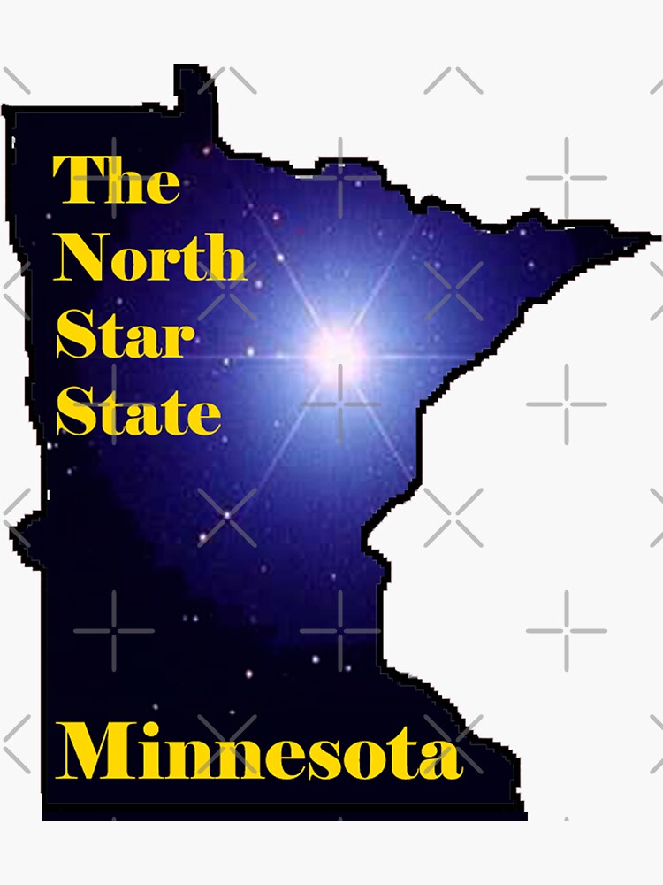 "Minnesota Map with State Nickname: The North Star State" Sticker for ...