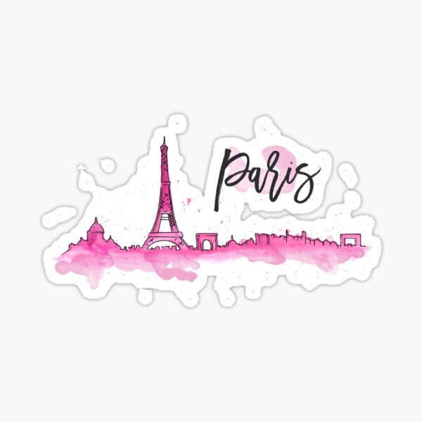 "Paris Skyline - Hot Pink" Sticker for Sale by PawsitiveMum | Redbubble
