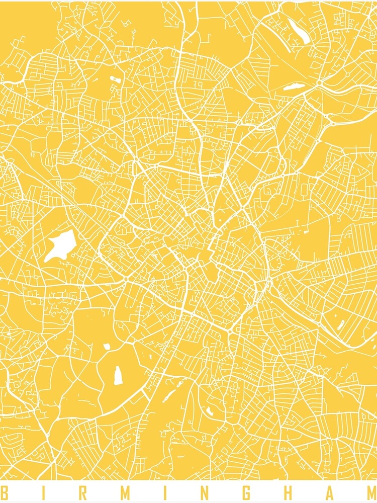 "Birmingham map yellow" Poster by mapsart | Redbubble