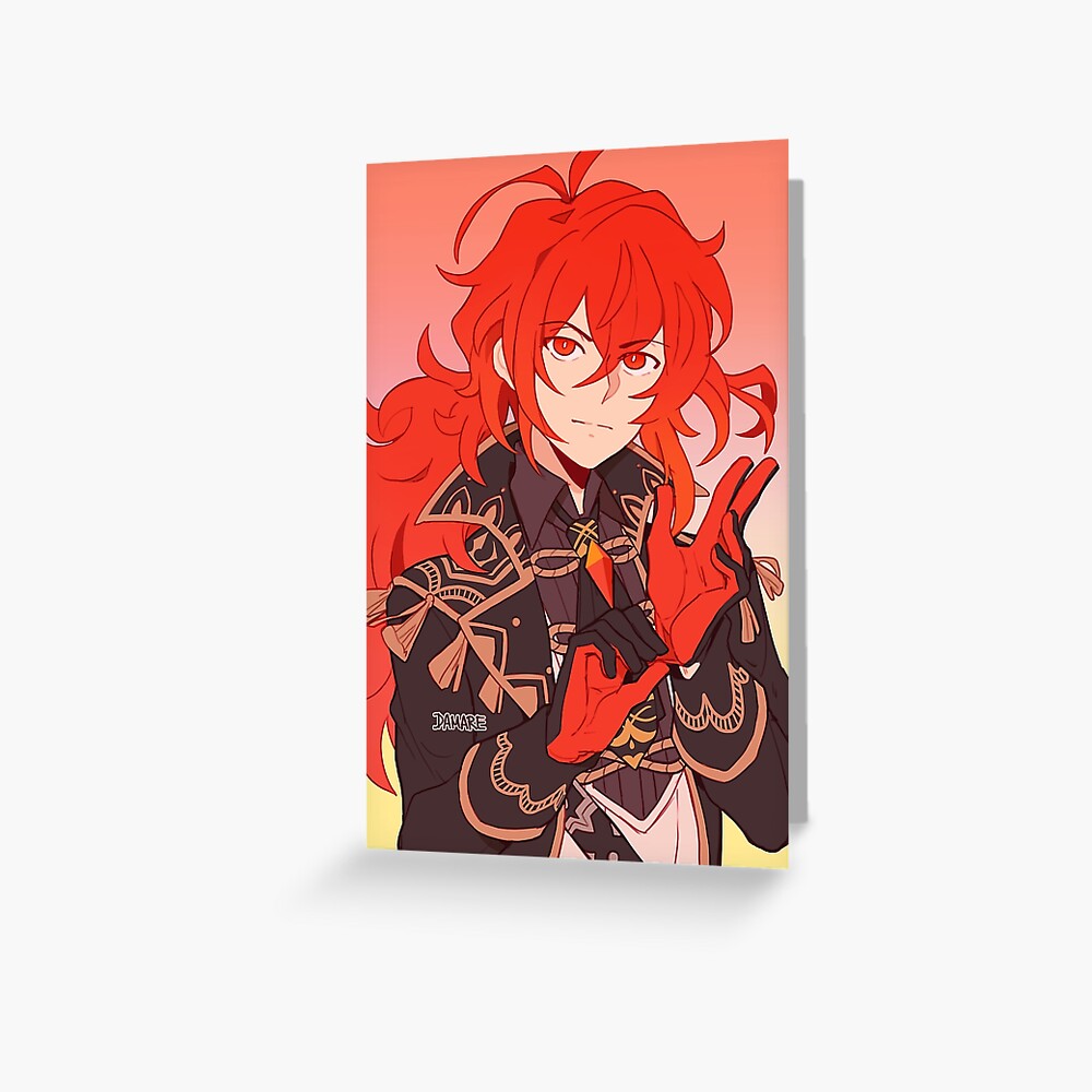 "Hot as Diluc ?" Greeting Card by damare | Redbubble