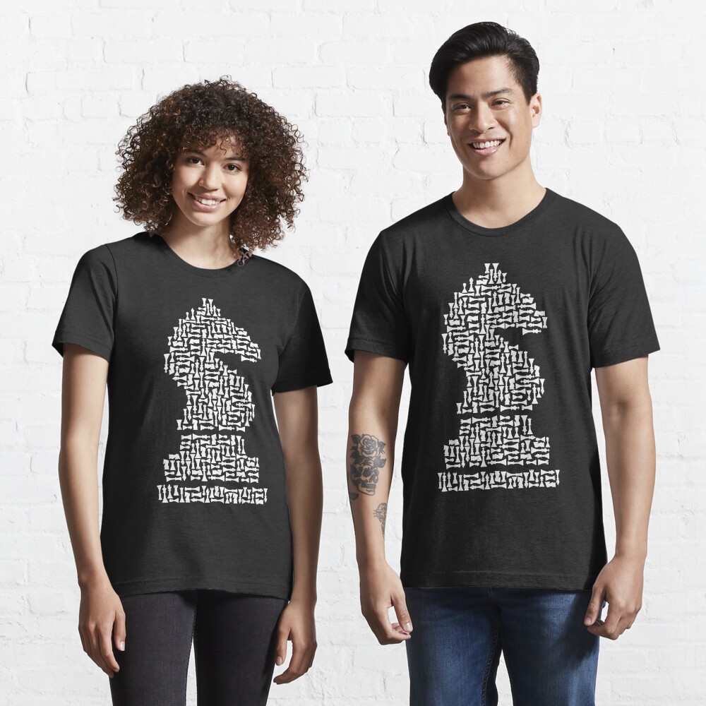 "White Chess Knight Piece Mosaic" T-shirt for Sale by GrandeDuc ...