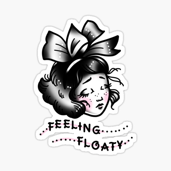 "Feeling Floaty Sad Witch Girl Cute Traditional Flash Tattoo" Sticker ...