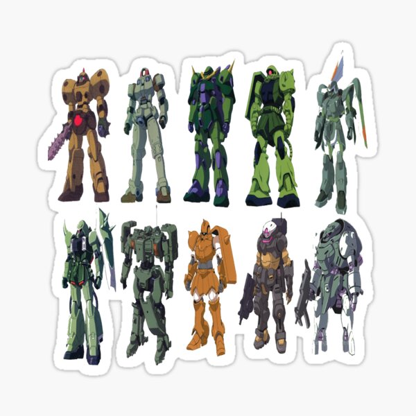 "Gundam Zaku Lineup" Sticker by FatBoyShop | Redbubble