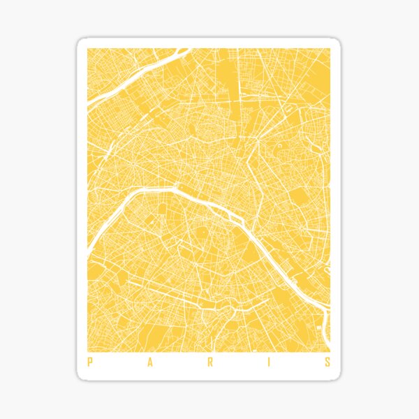 "Paris map yellow" Sticker for Sale by mapsart | Redbubble