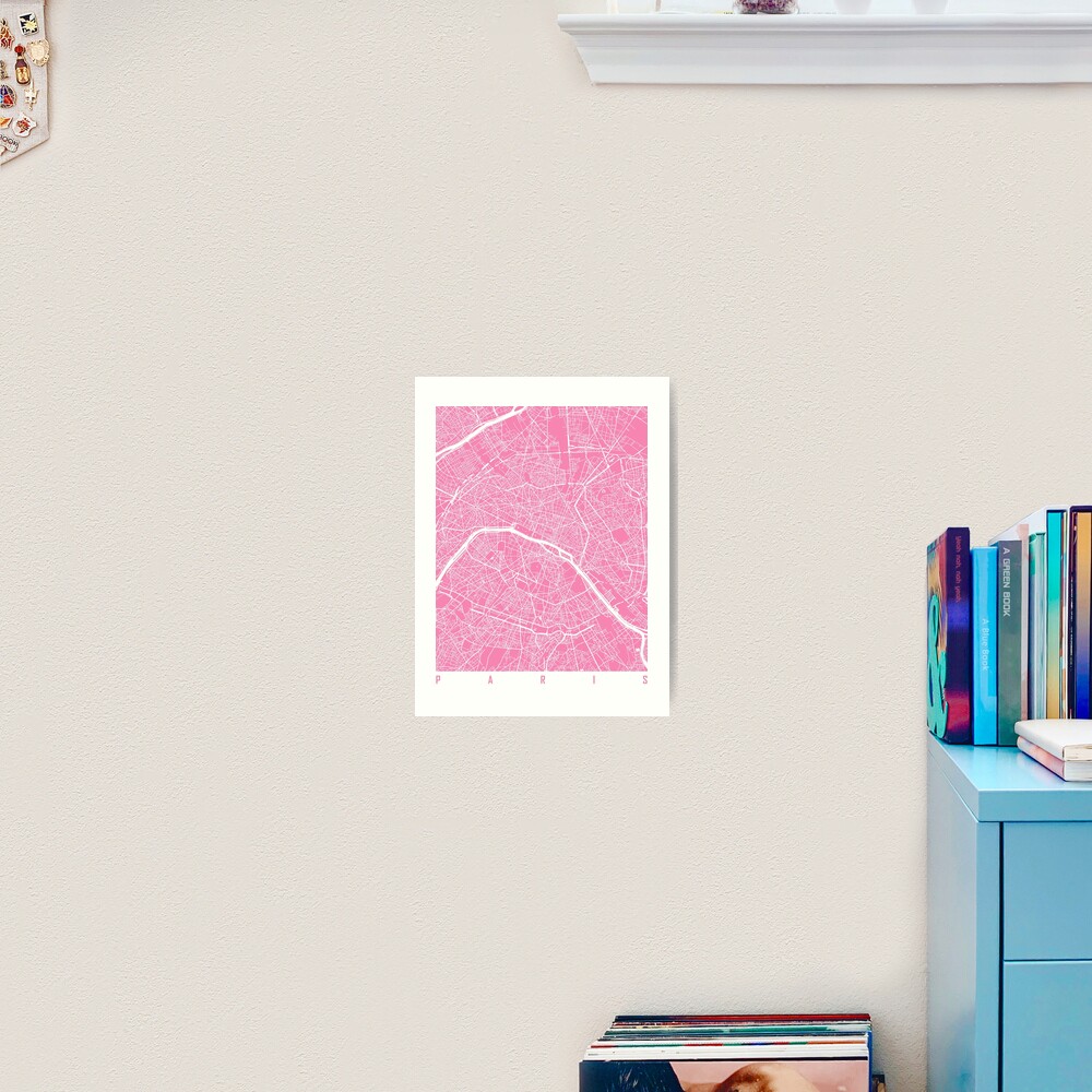 "Paris map pink" Poster for Sale by mapsart | Redbubble