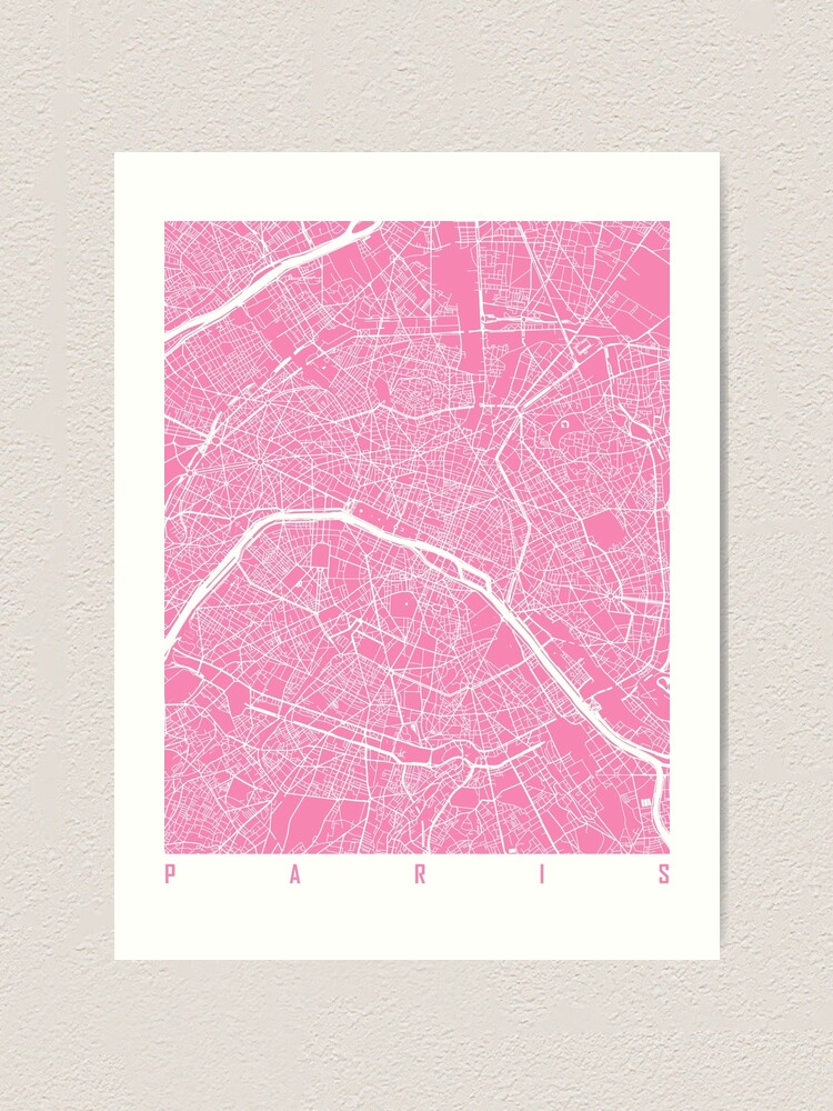 "Paris map pink" Art Print by mapsart | Redbubble