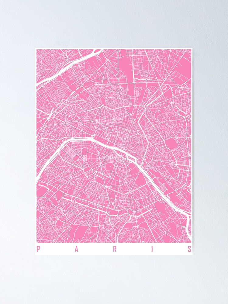"Paris map pink" Poster for Sale by mapsart | Redbubble