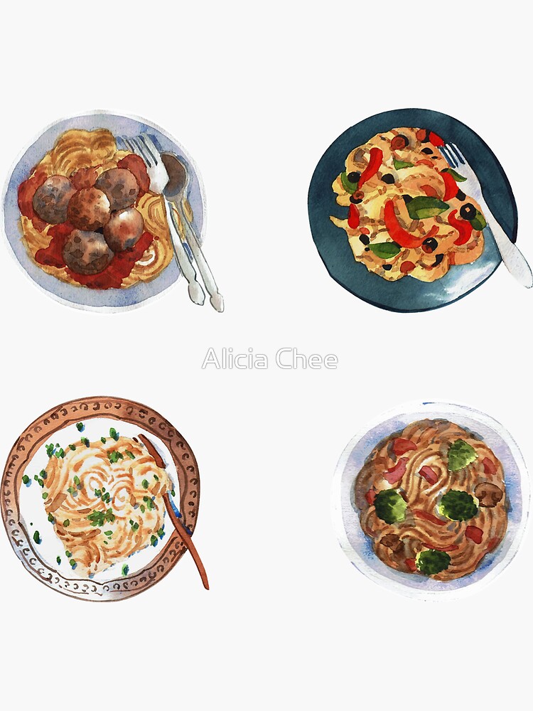 "Assorted Pasta" Sticker for Sale by NiftyTrinket | Redbubble