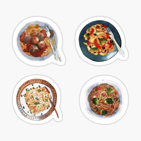 "Assorted Pasta" Sticker for Sale by NiftyTrinket | Redbubble