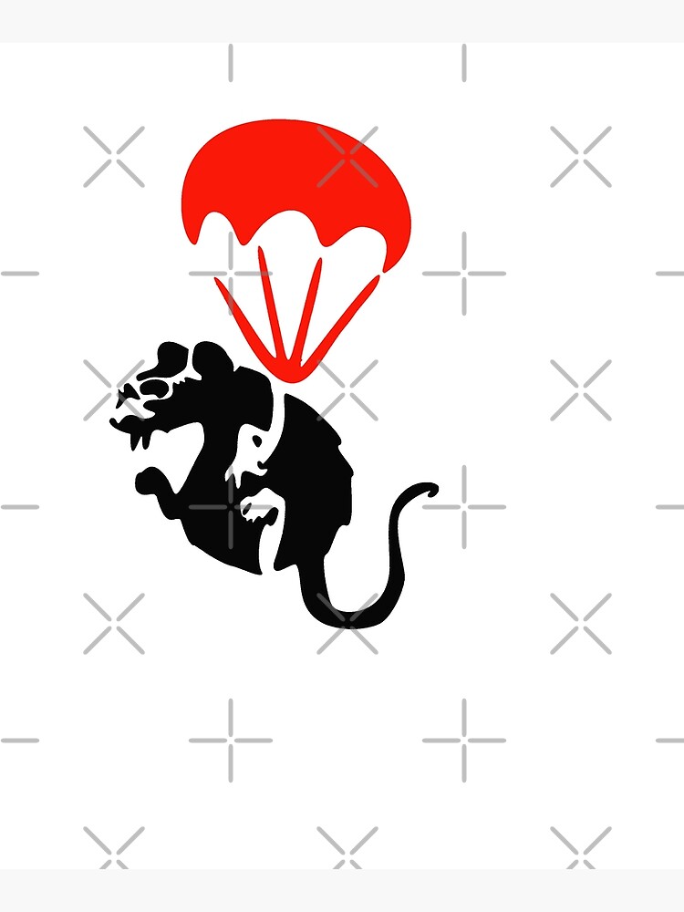 "Parachute Rat Red" Mounted Print by WE-ARE-BANKSY | Redbubble
