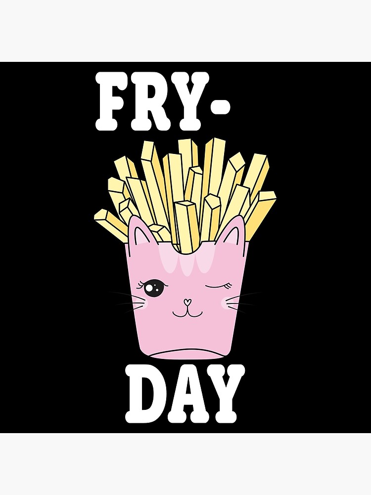 "Fry-day Cute Cat French Fries" Art Print by AwesomeProject | Redbubble