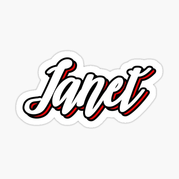 "Janet first name - hand lettering design" Sticker by sulies | Redbubble