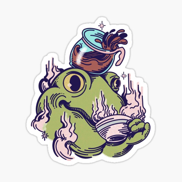 "Lazy Coffee Frog" Sticker by alcaparra221 | Redbubble
