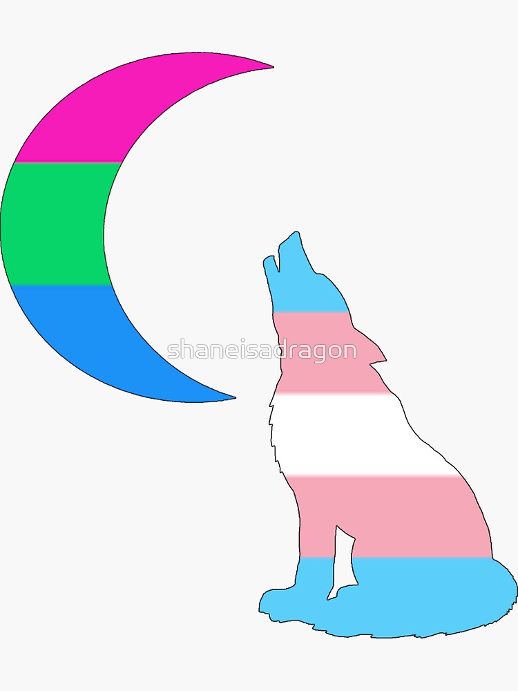 "Trans Polysexual Wolf & Moon" Sticker for Sale by shaneisadragon ...