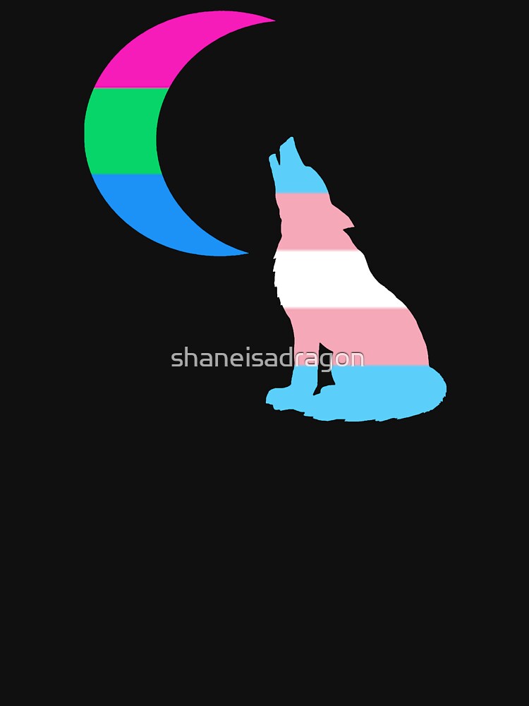 "Trans Polysexual Wolf & Mond" T-Shirt von shaneisadragon | Redbubble