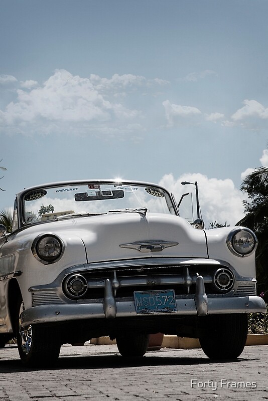 "Classic White Chevy Convertible" by D Studios Photography | Redbubble