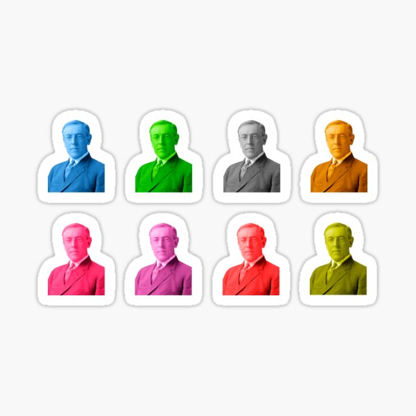 "Colourful President Woodrow Wilson" Sticker for Sale by icebelt ...