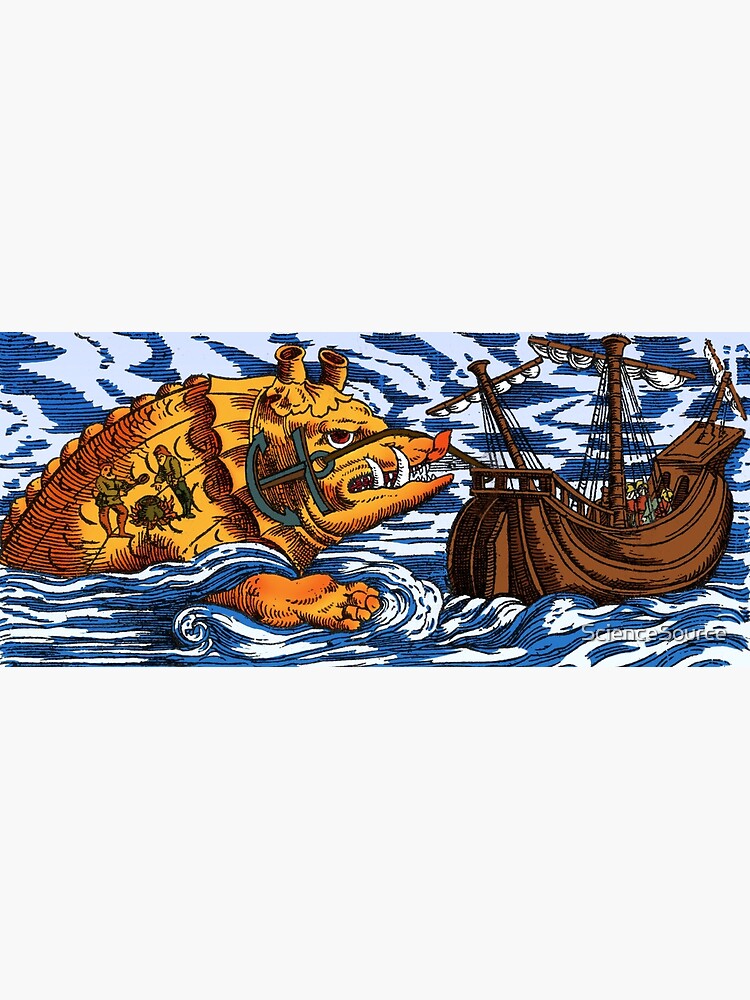 "Medieval Sea Monster, the Aspidochelone, Attacks Ship" Poster by ...