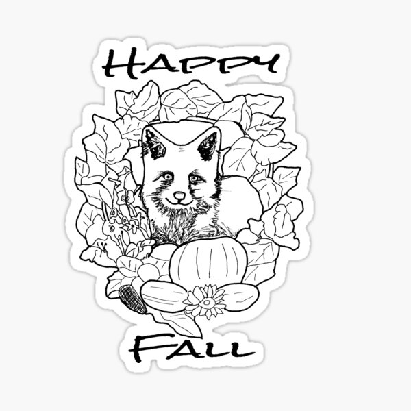 "Happy Fall - Fox Wreath " Sticker for Sale by coneflower2001 | Redbubble