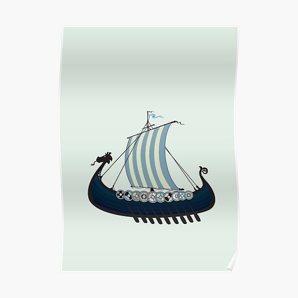 "Blue viking ship" Poster for Sale by mangulica | Redbubble