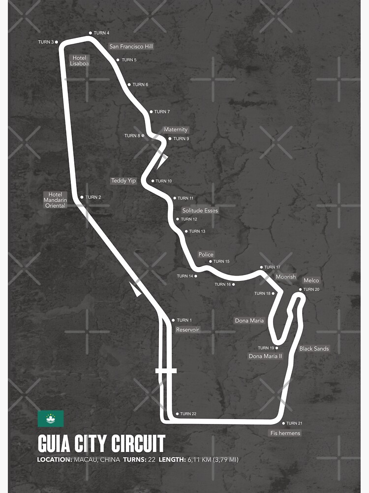"Guia Street Circuit" Sticker by Mapstars | Redbubble
