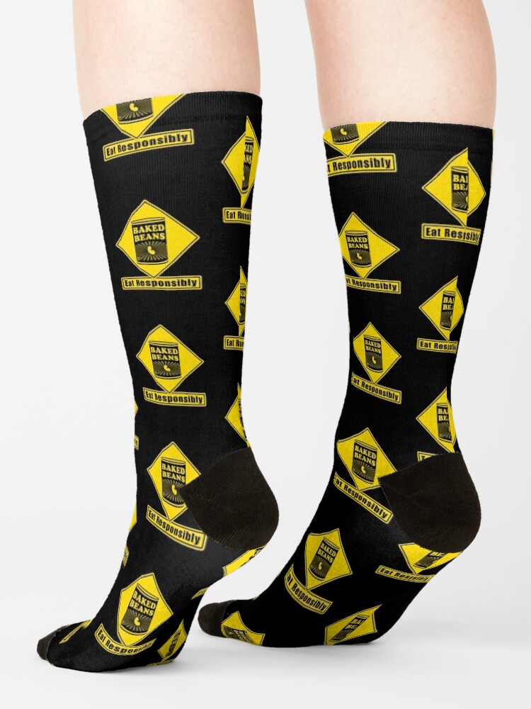 "Baked Beans - Eat Responsibly! Road Sign" Socks by TsipiLevin | Redbubble
