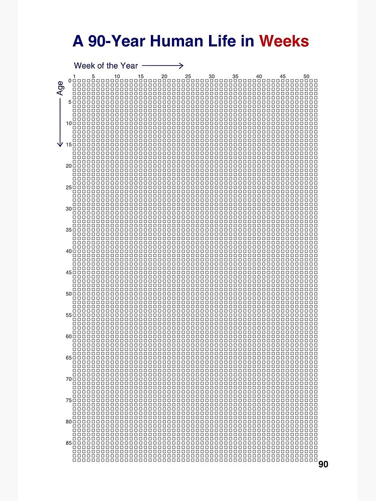 "A 90 - Year human Life in Weeks" Art Board Print for Sale by hendrics ...