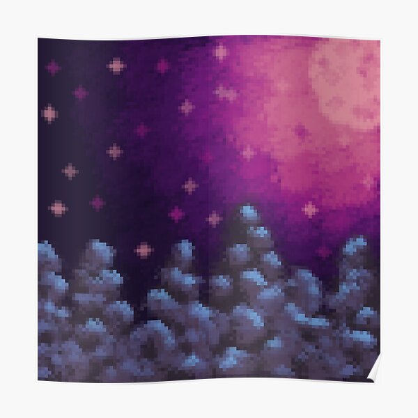 "Pixel Art - Purple Sky " Poster for Sale by mikaylawiser | Redbubble