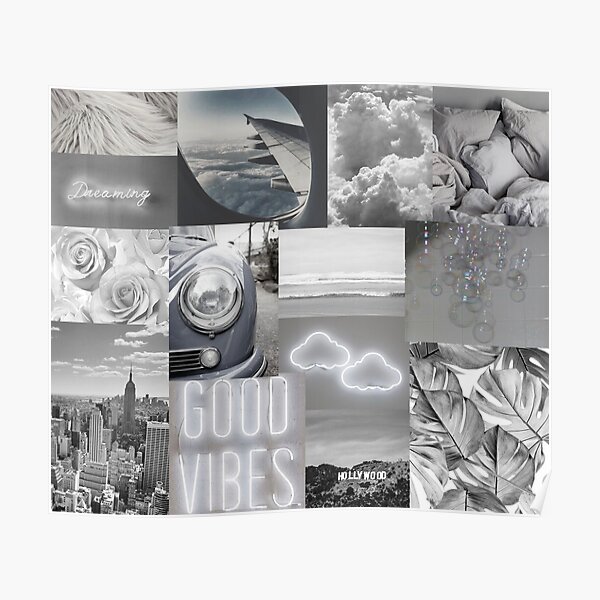 "Light Grey Aesthetic Collage " Poster for Sale by alekkar2002 | Redbubble
