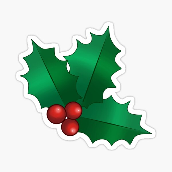 "Red Christmas Holiday Holly " Sticker for Sale by AustrealisInk ...