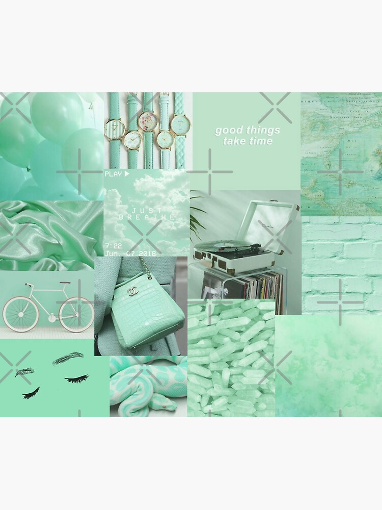 "Mint Green Aesthetic Collage " Sticker by alekkar2002 | Redbubble