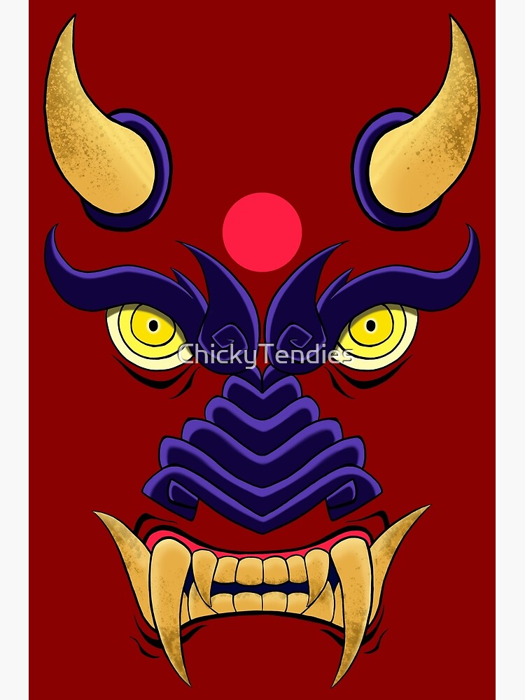 "Red Oni Face" Poster by ChickyTendies | Redbubble