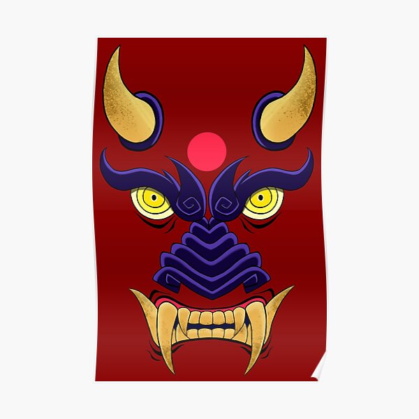 "Red Oni Face" Poster by ChickyTendies | Redbubble