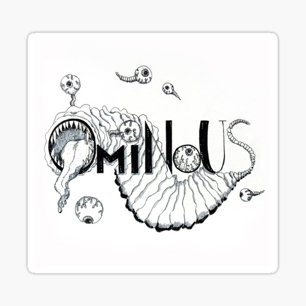 "Hand drawn scary illustration with hand lettering and word “ominous ...