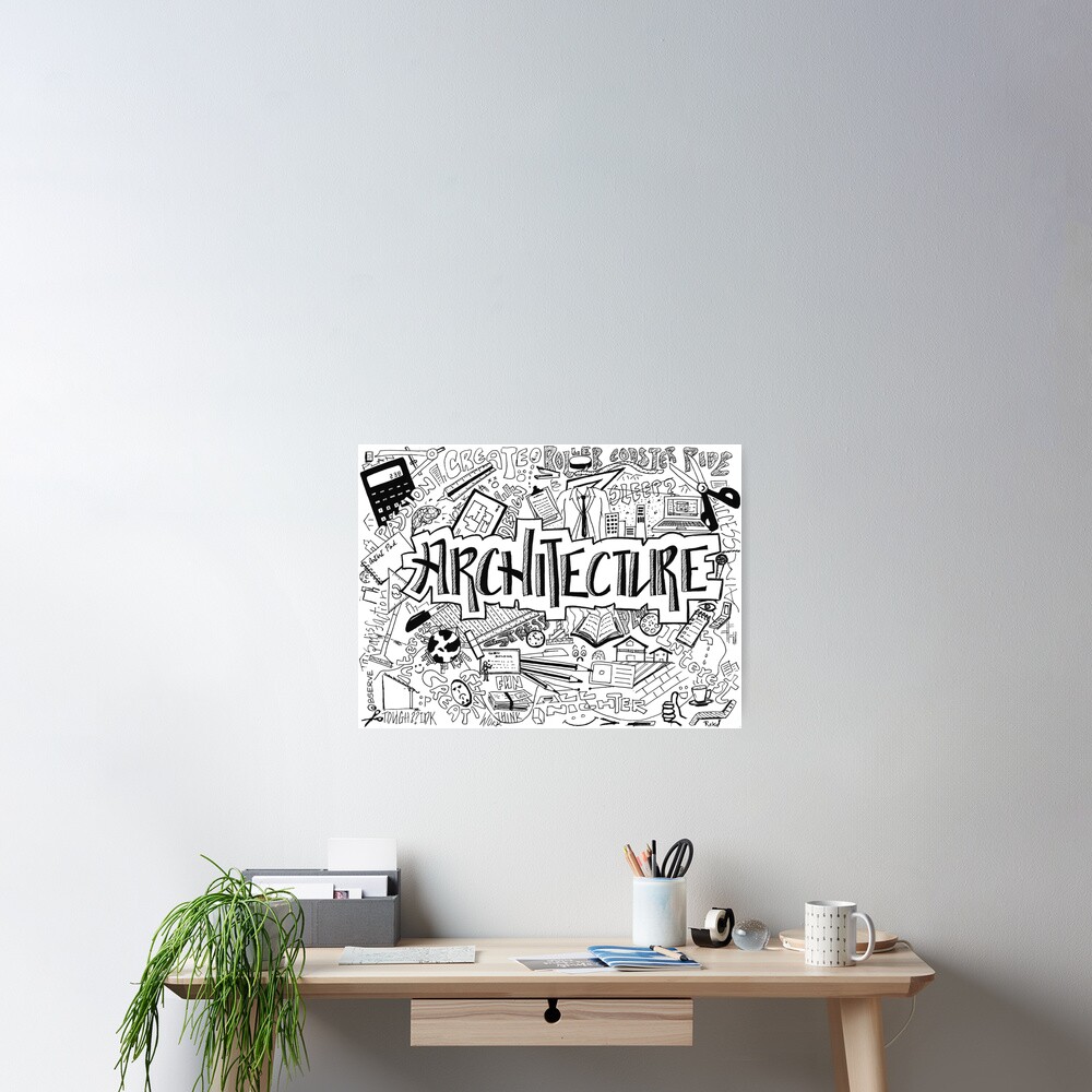 "architecture word art doodle poster " Poster for Sale by ArtfullyReka ...