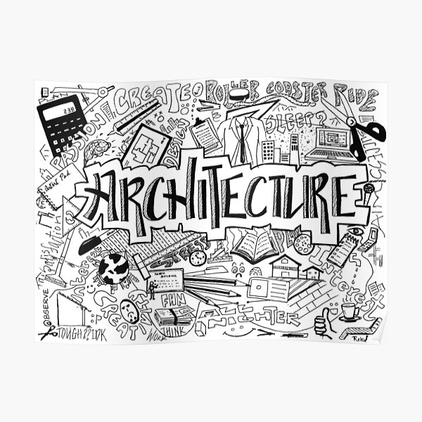 "architecture word art doodle poster " Poster for Sale by ArtfullyReka ...