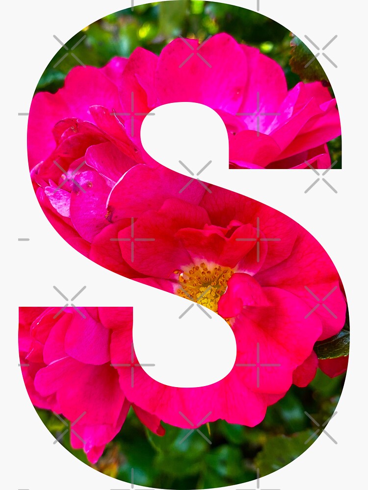 "Bright Pink Rose Monogram - The Letter S" Sticker for Sale by ...