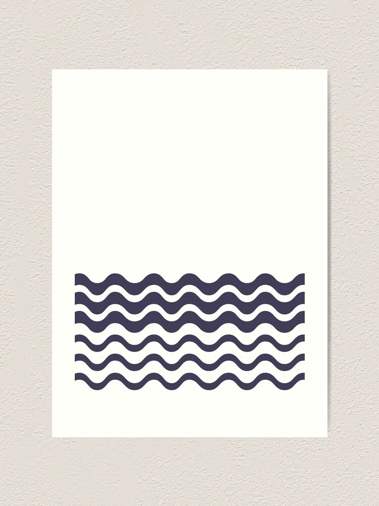 "Simple Wave Pattern | White Background & Dark Blue Lines" Art Print by ...
