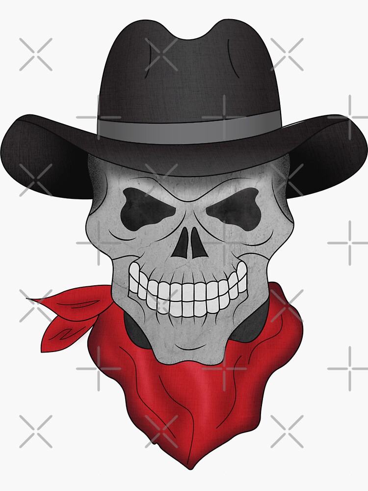 "Cowboy Skull" Sticker for Sale by penpixelart | Redbubble