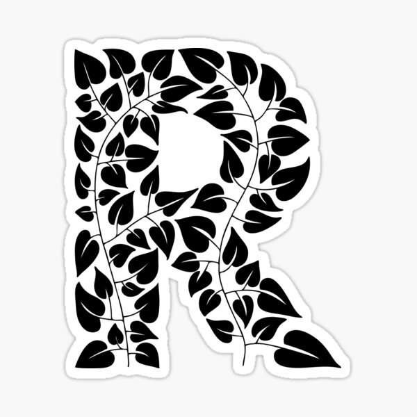 "Leafy letter R black" Sticker for Sale by ElizabetSimon | Redbubble