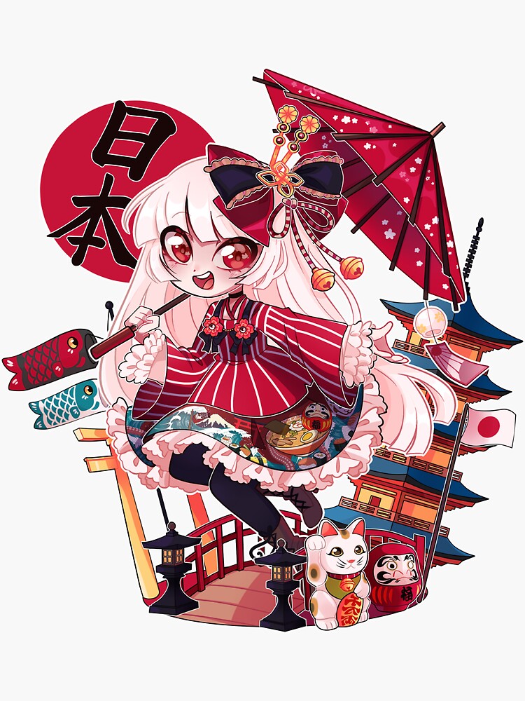 "Chibi Japan" Sticker for Sale by Isosceless | Redbubble