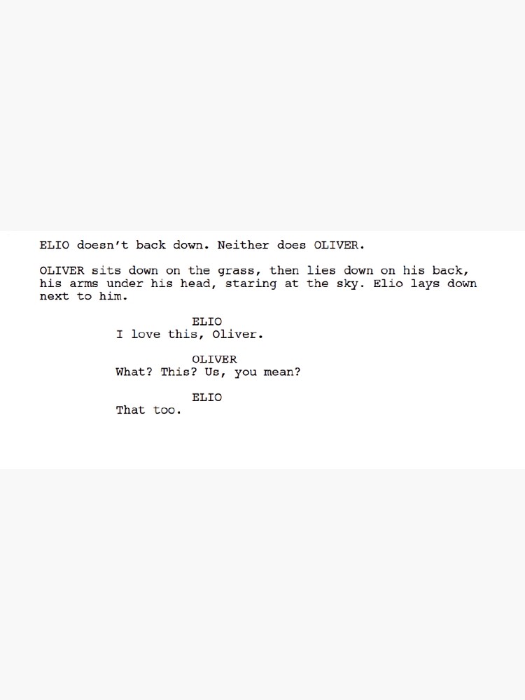 "Call me by your name script" Poster for Sale by Amelieva | Redbubble